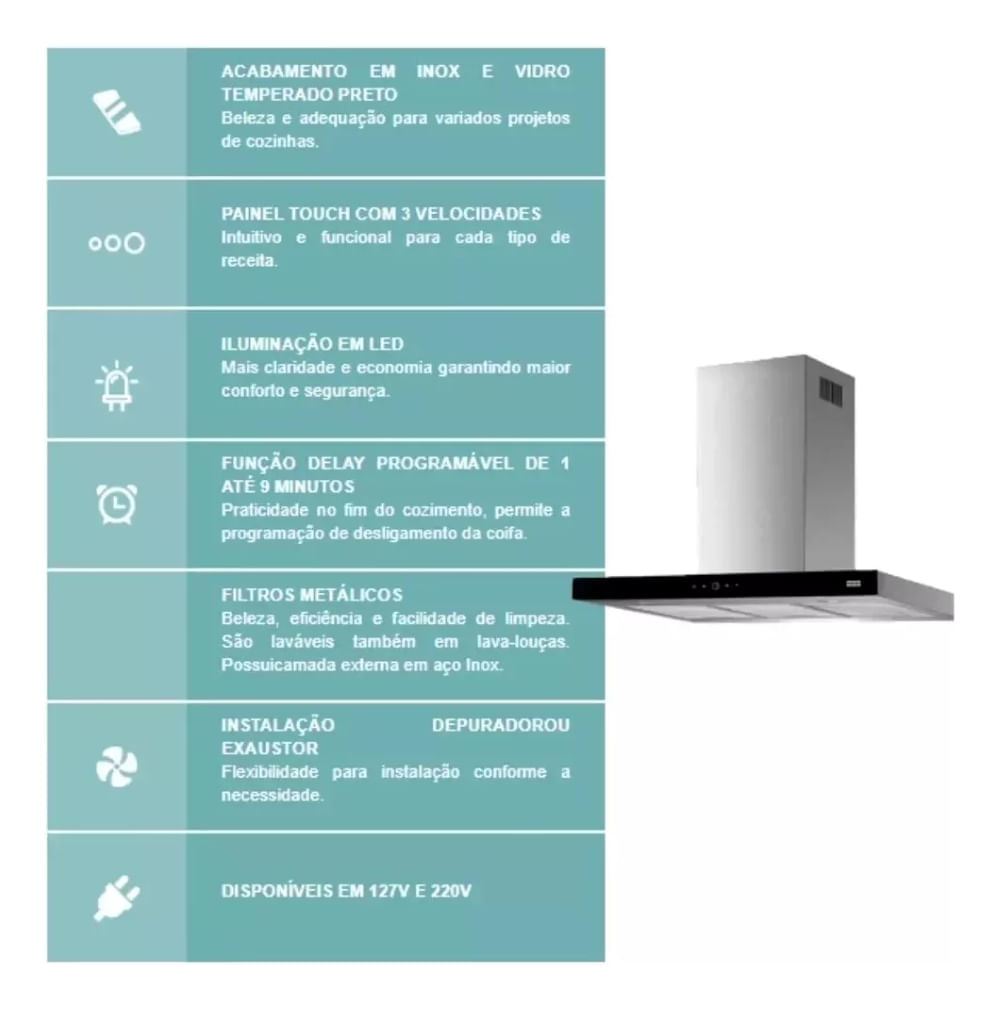 COIFA LINEA FRANKE TOUCH ILHA 90CM 127V 16704 | Fastshop