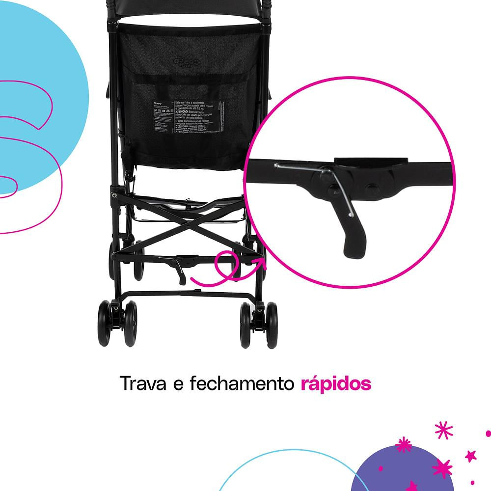 Carrinho de Bebê Skinny 6 meses a 15 Kg Preto - Cosco