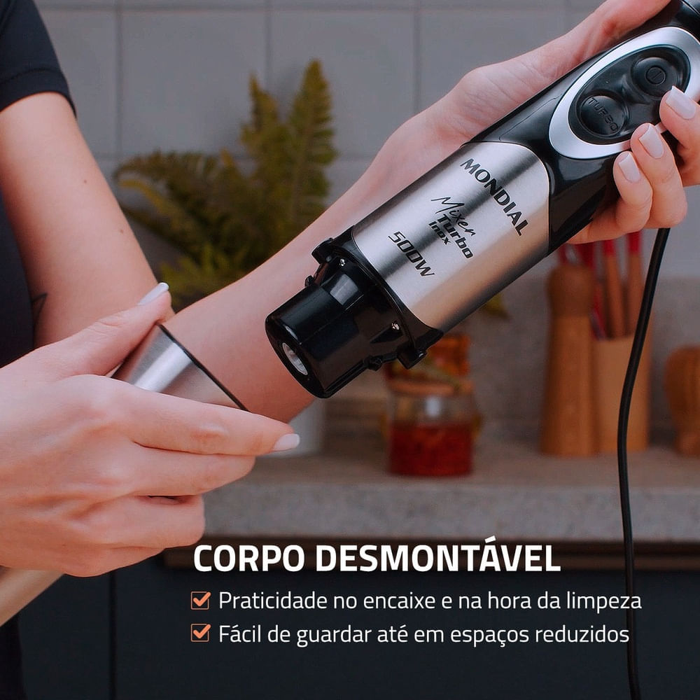 Mixer Turbo Inox Mondial Preto/Inox 500W M-16-BI | FastStore PDP