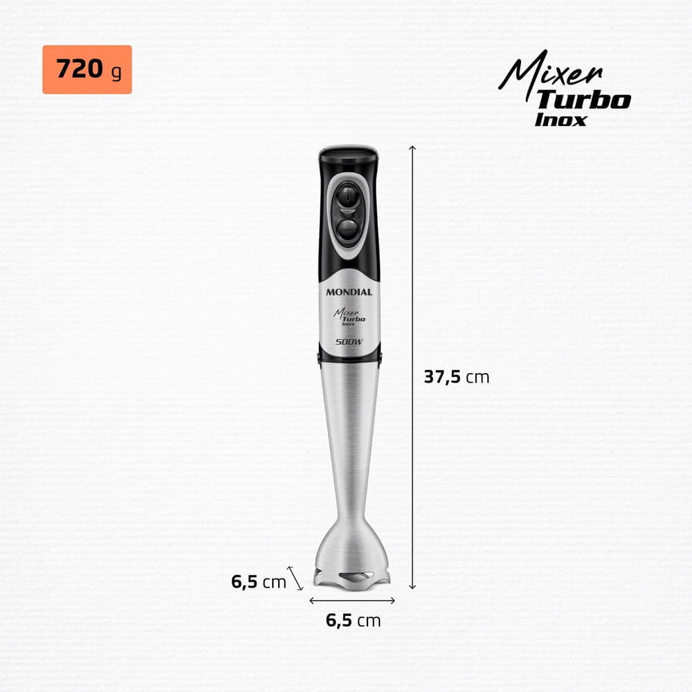 Mixer Turbo Inox Mondial Preto/Inox 500W M-16-BI | FastStore PDP