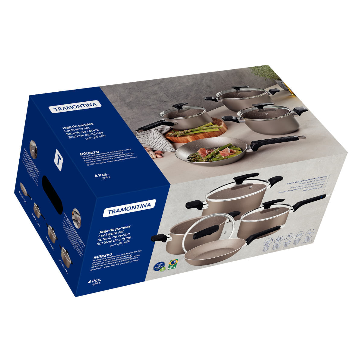 Jogo de Panelas Tramontina Milazzo 4 Peças em Alumínio Antiaderente ...