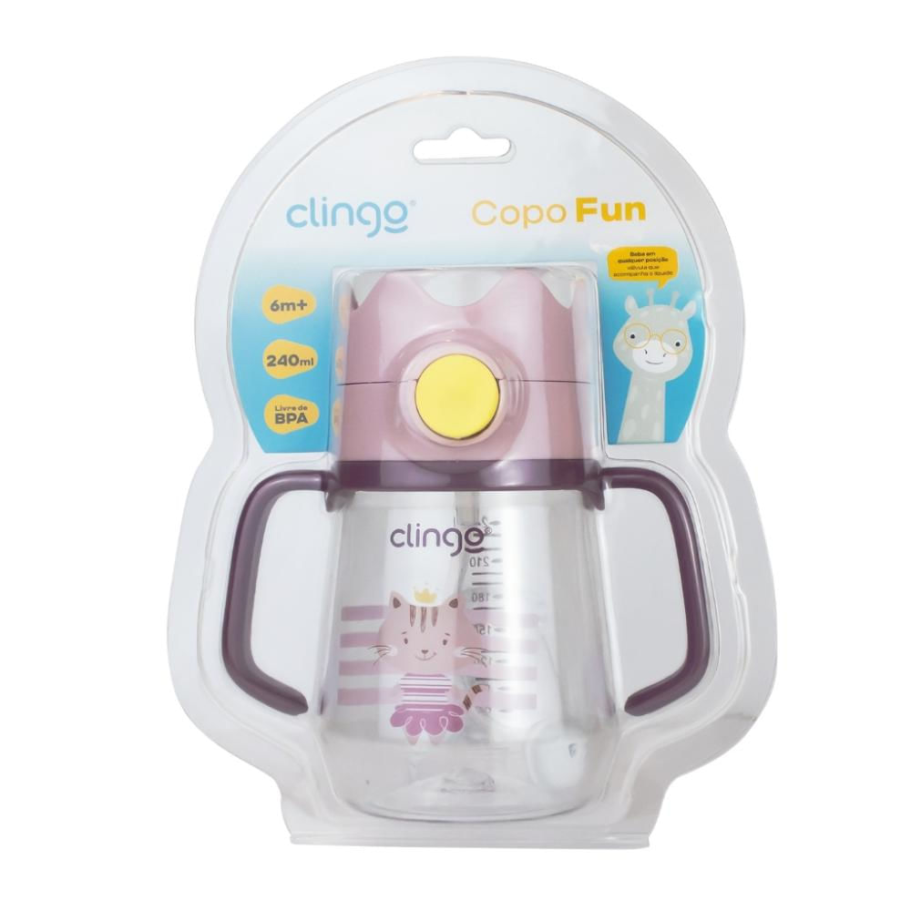Copo de Transição com Canudo 240 ml Milky - Clingo | Fastshop