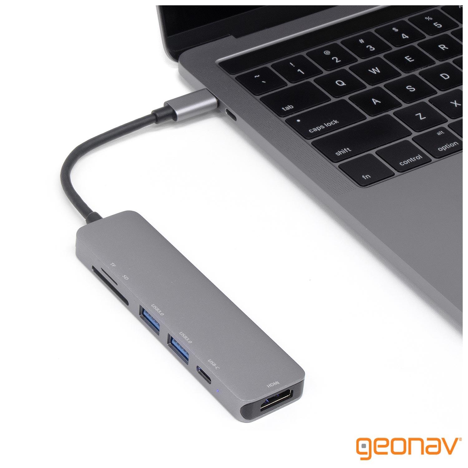 Cabo Adaptador USB-C para USB 3.0, HDMI e Leitor de Cartões Prateado - Geonav - UCA10 - Fast ...