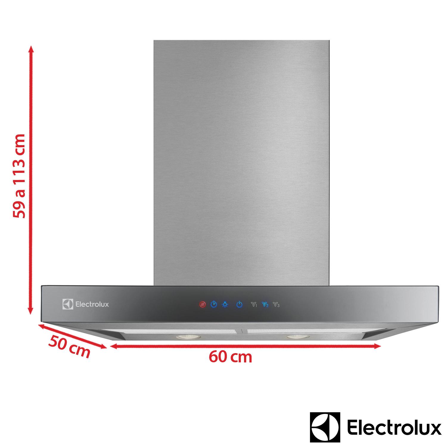 Coifa de Parede Electrolux 60 cm com 03 Velocidades, Painel Blue Touch ...