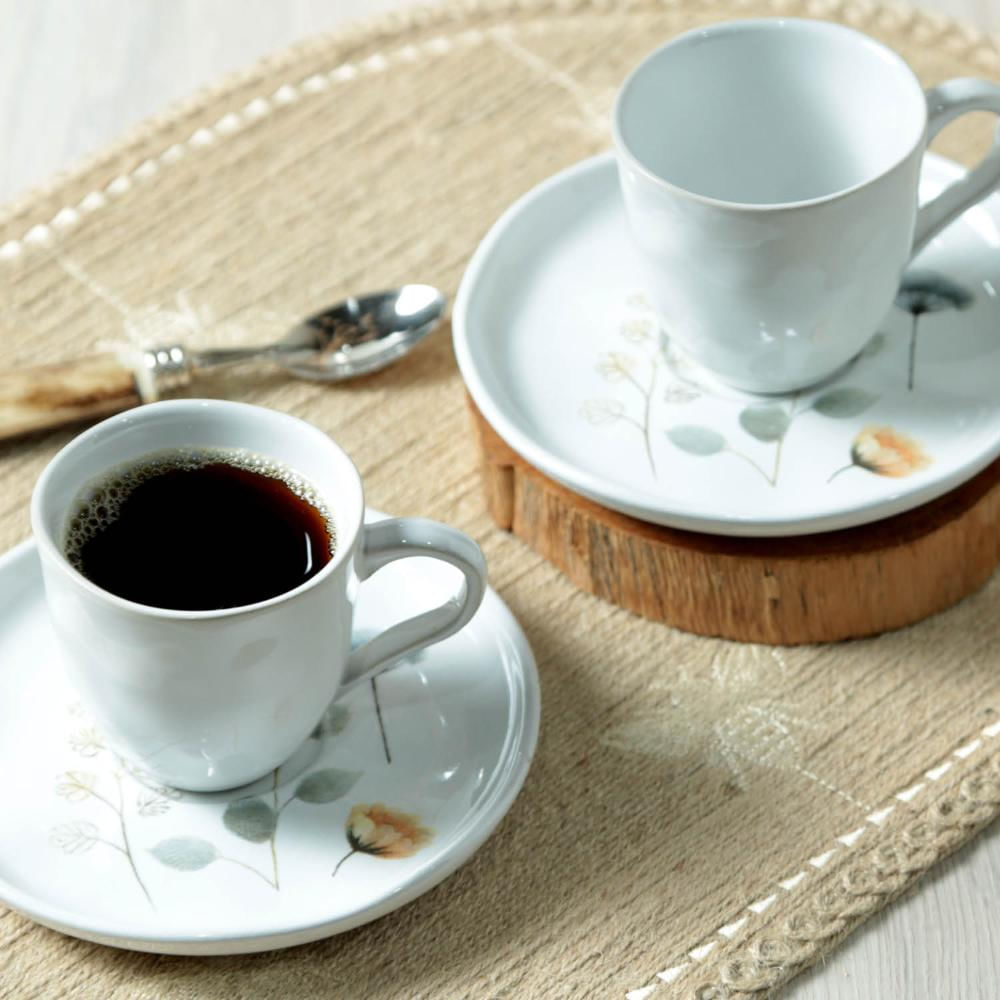 Conjunto com 6 Xícaras De Chá Orgânico 170ml com 6 Pires Bio Bella