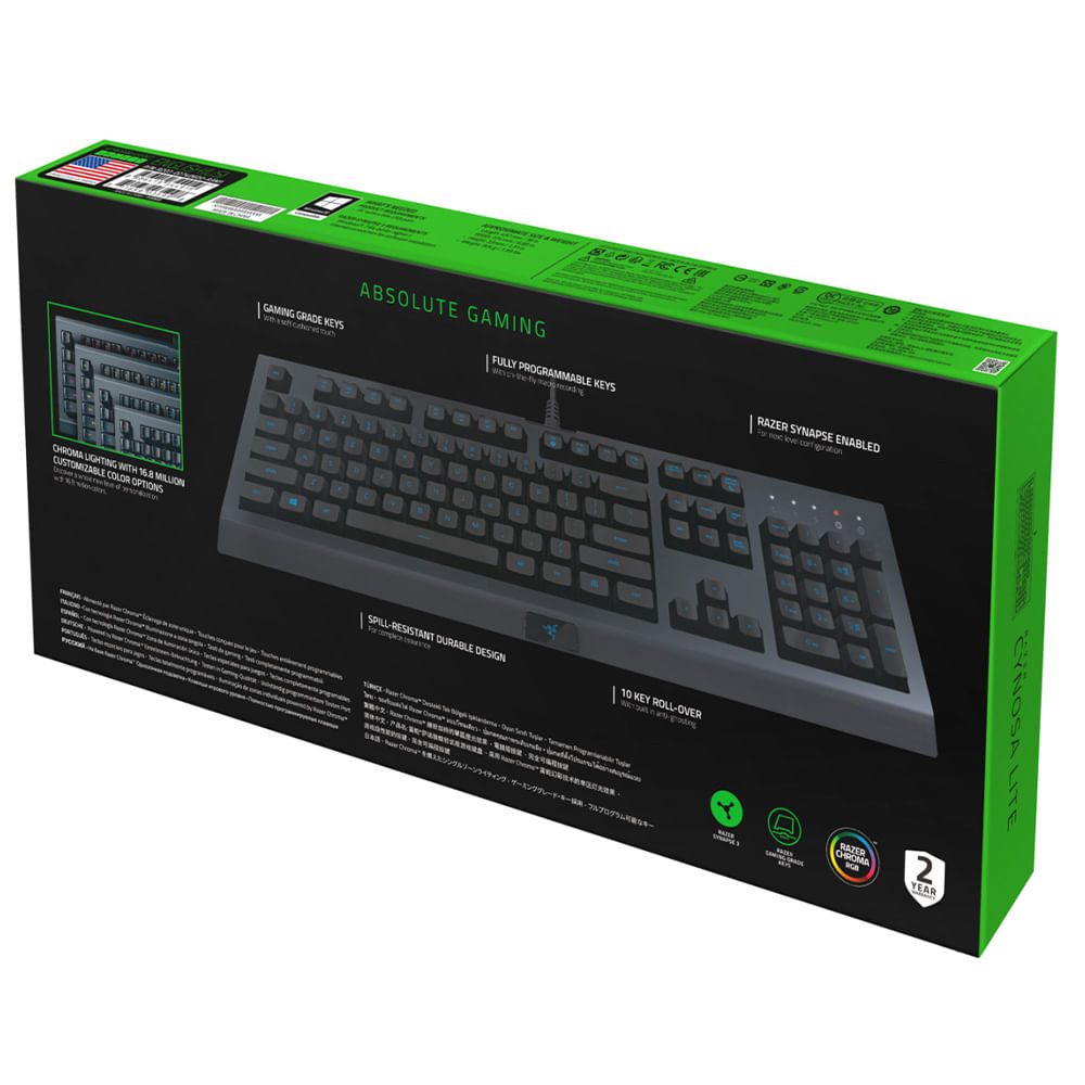 Teclado Cynosa Lite Membrana US - Razer - Preto - RZ030274U | Fastshop
