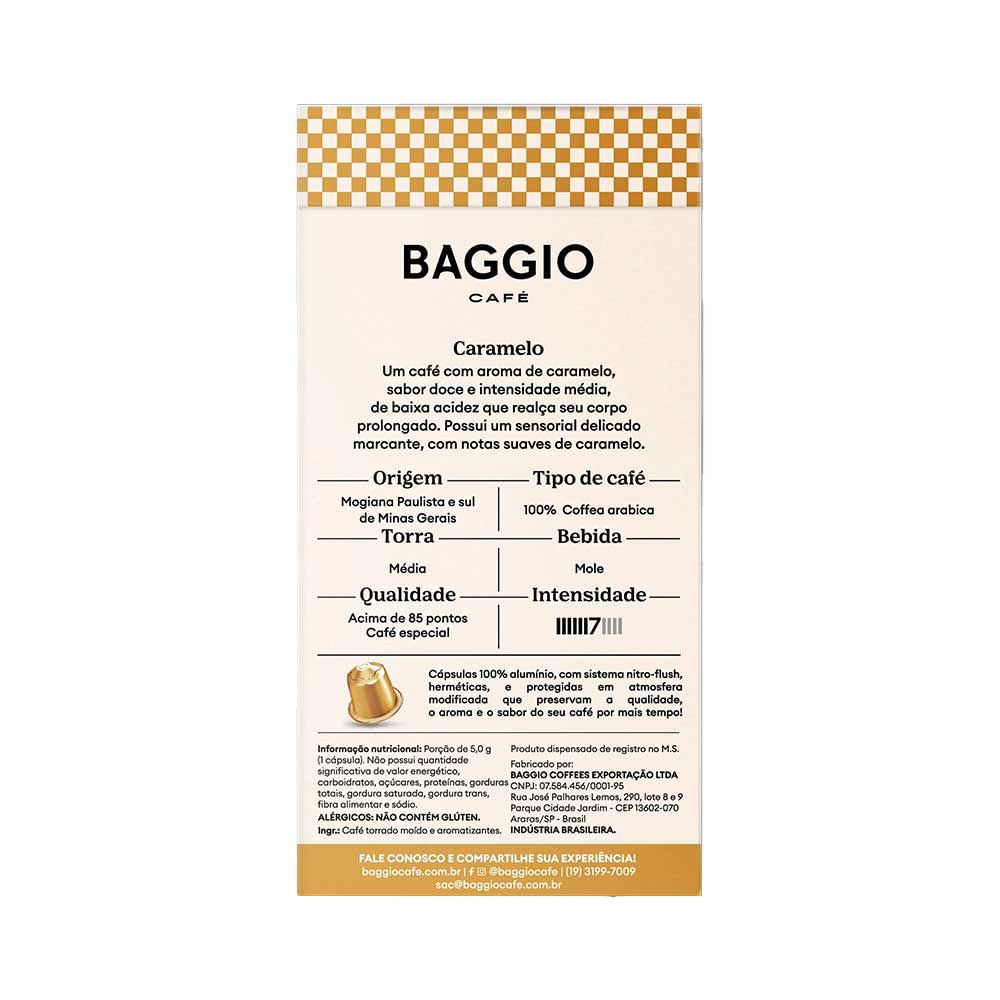 Café Baggio Aromas Caramelo em cápsulas 10 unidades - Fast Shop Empresas