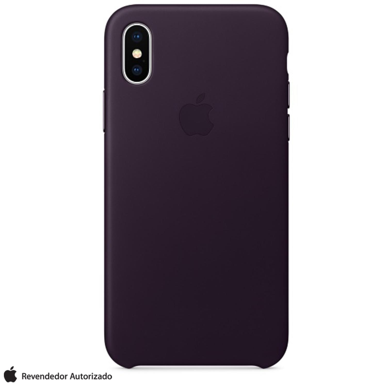 Capa para iPhone X de Couro Aubergine - Apple - MQTG2ZM/A | Fastshop