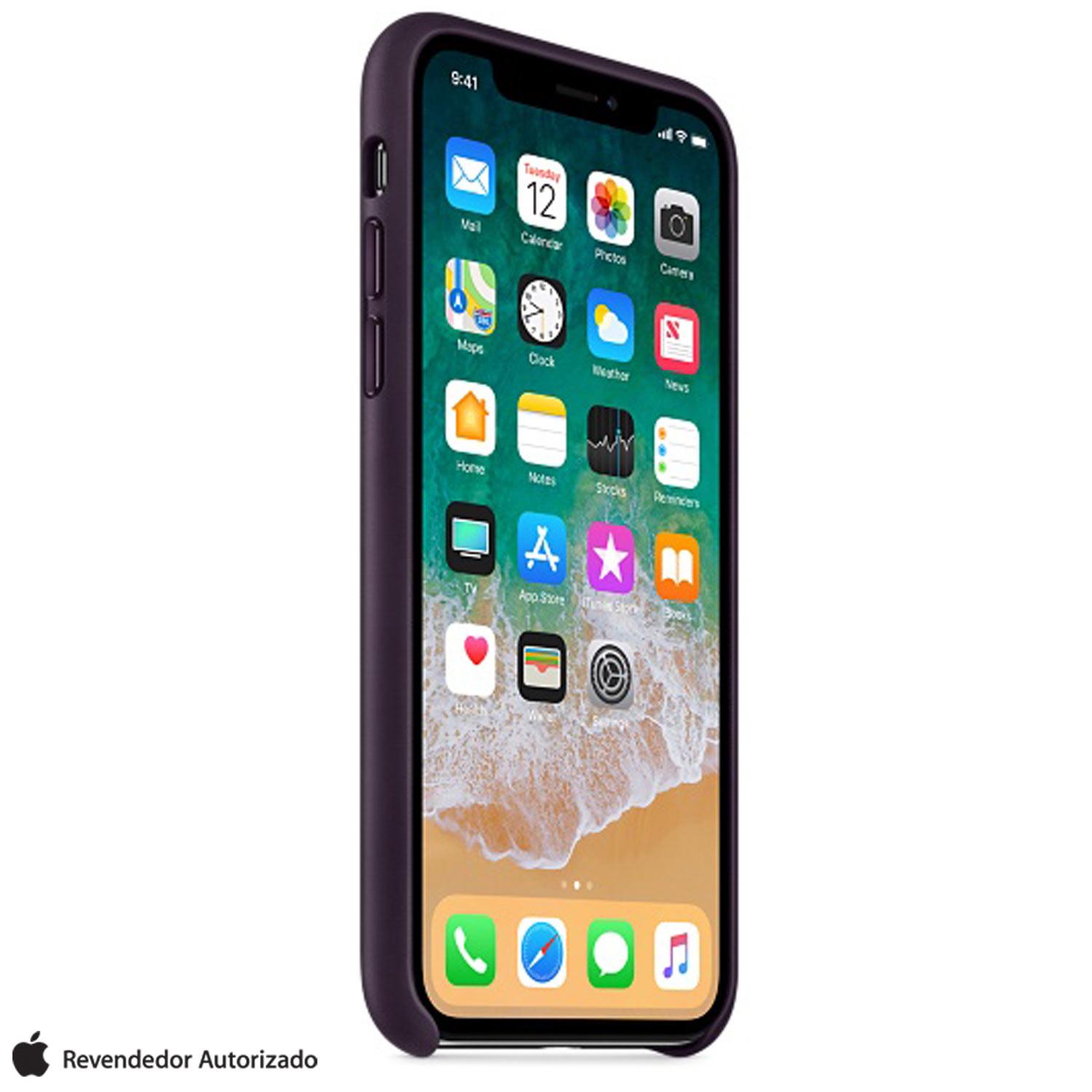 Capa para iPhone X de Couro Aubergine - Apple - MQTG2ZM/A | Fastshop