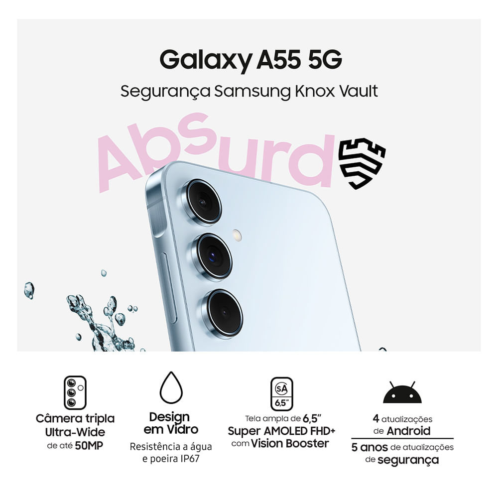 Smartphone Samsung Galaxy A55 5G Rosa, 256GB, 8GB RAM e Câmera Tripla ...
