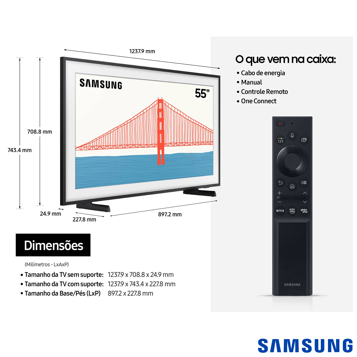 Smart TV Samsung The Frame QLED 4K 55" Polegadas, Slim Frame, com Modo ...