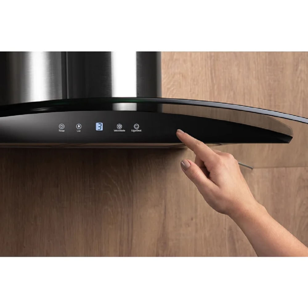 Coifa de parede Fischer Talent Touch 90 cm Vidro Digital - 127 Volts ...