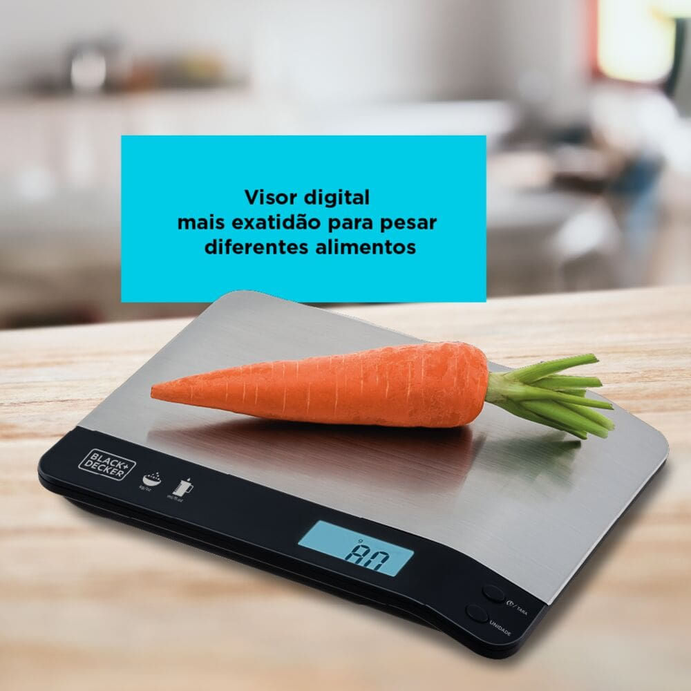 Balança de Cozinha Black Decker BC500 à Pilha com Acabamento em Inox e ...