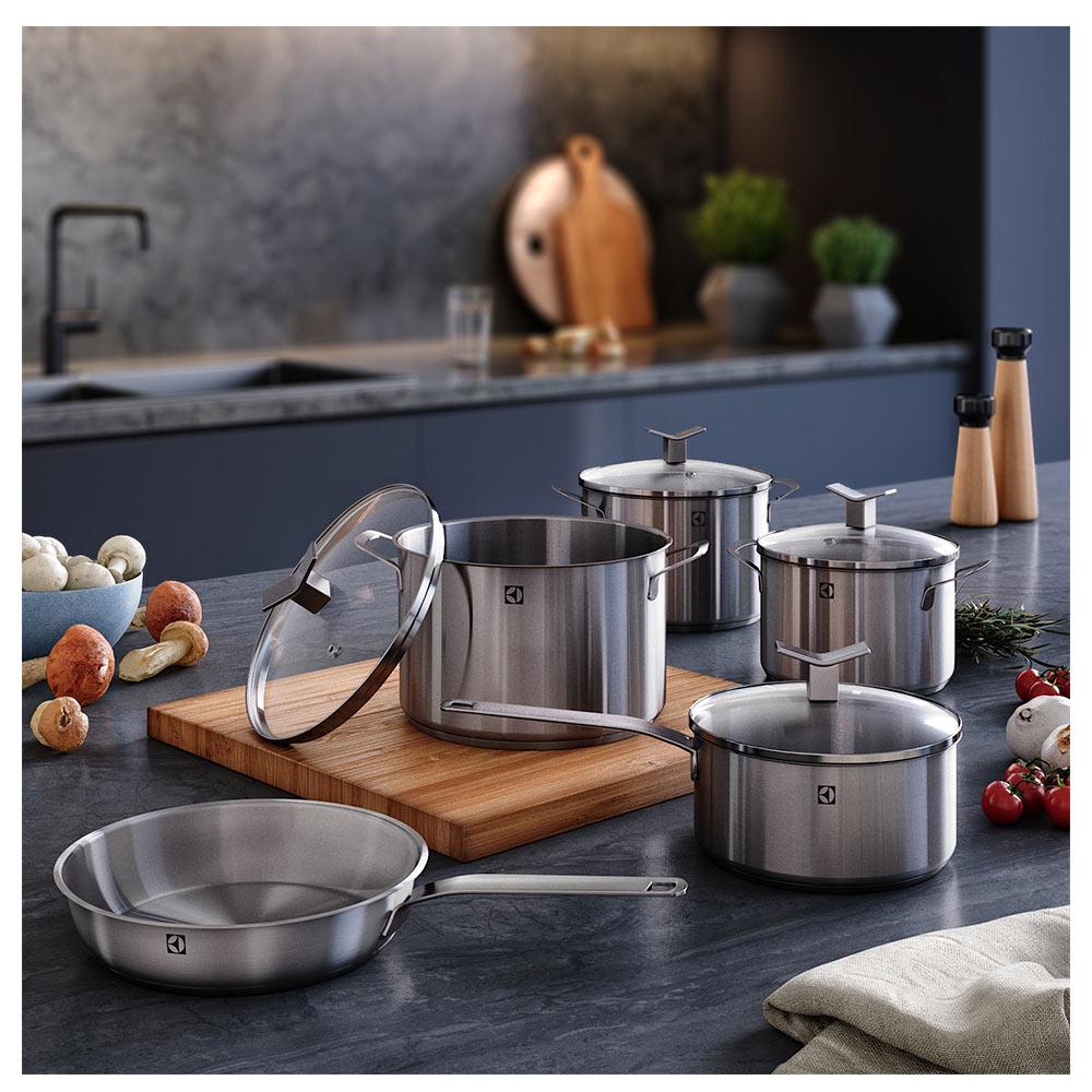 Conjunto de Panelas em Aço Inox com 05 Peças - Electrolux | Fastshop