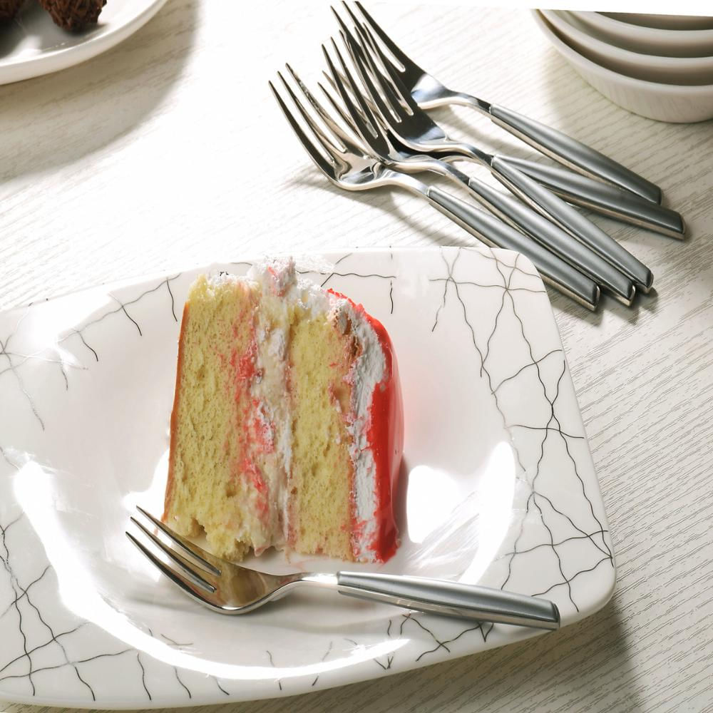 Jogo 6 peças Garfo para Bolo Sobremesa Prata Glamour Bugatti