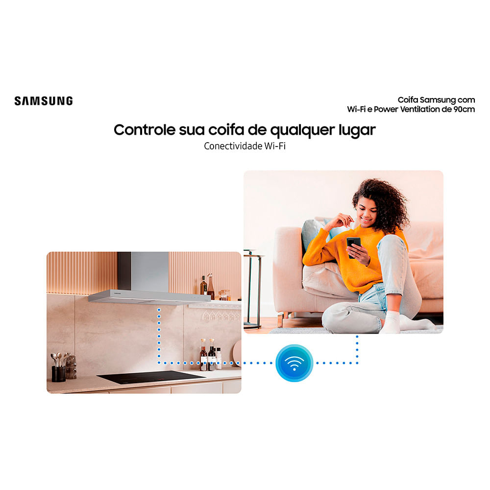 Coifa de Parede Samsung 90cm com Wi-Fi e Power Ventilation Inox ...
